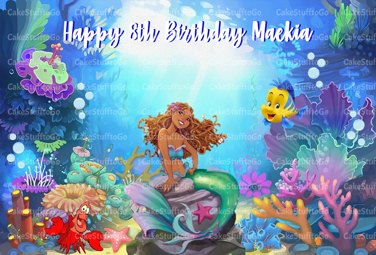 The Little Mermaid Black/Ethnic Edible Cake Topper Image – Cake Stuff to Go