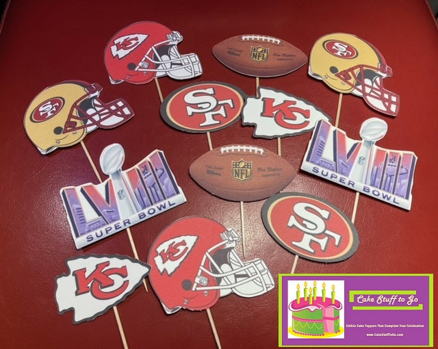 Super Bowl 58 Kansas City Chiefs vs San Francisco 49ers Cupcake Topper ...