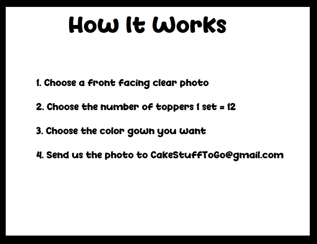 Fun Graduation w/Your Photo CupCake Topper – Cake Stuff to Go