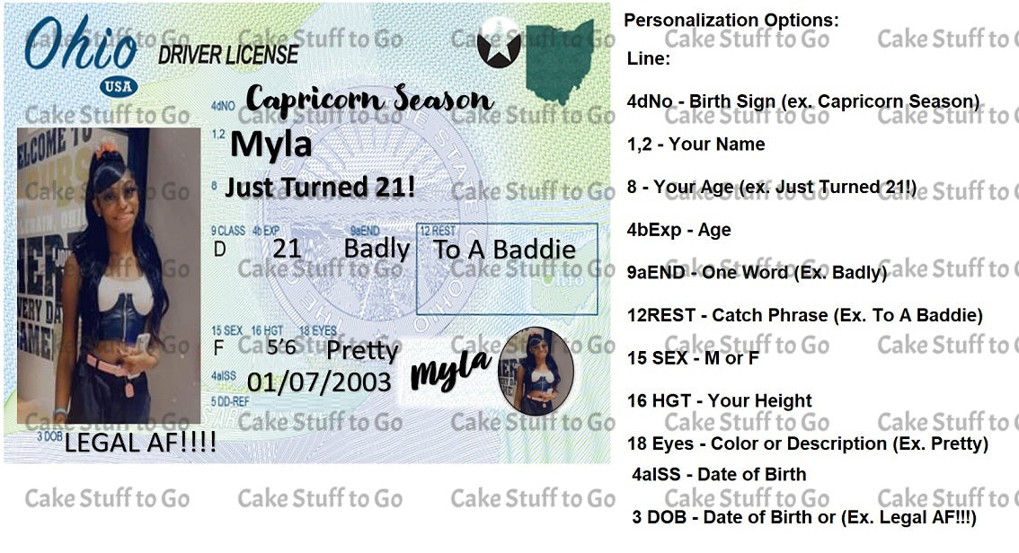 Your State Drivers License Edible Cake Topper Image Decoration – Cake ...