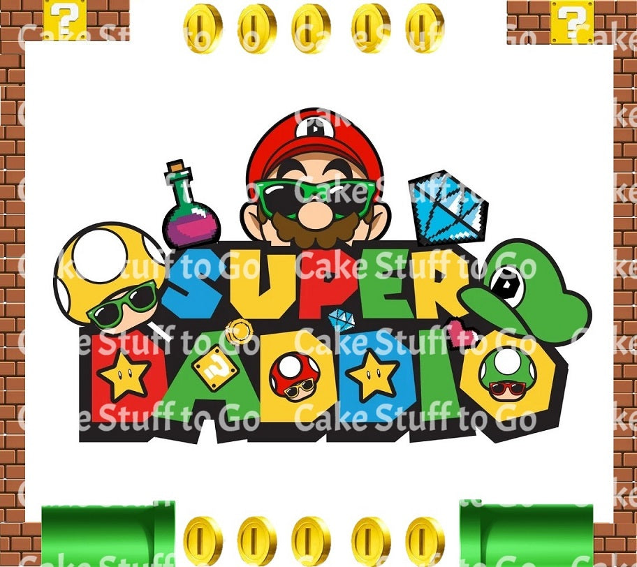 Father's Day Super Mario Daddio Edible Cake Topper Image – Cake Stuff to Go