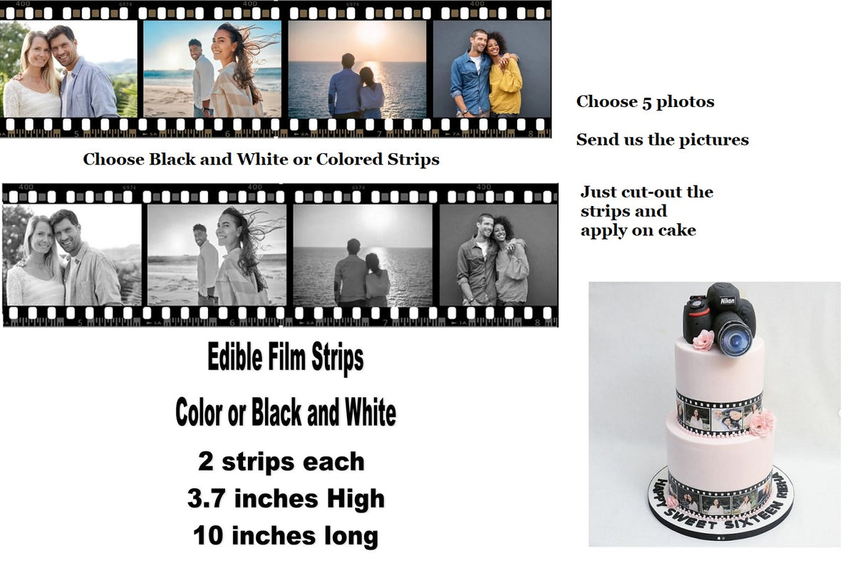 Camera Film Reel Edible Cake Strips Decoration with Your Photos – Cake ...