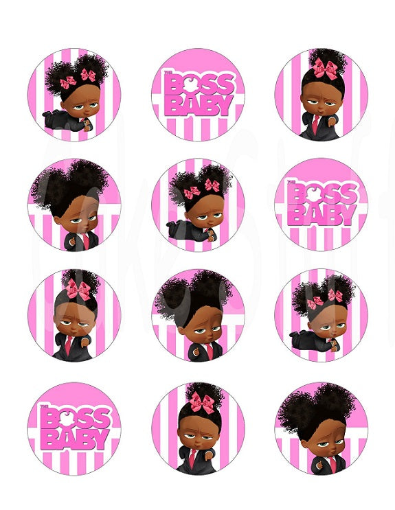 Boss Baby Girl Edible Cupcake Topper Image Ethnic/Black – Cake Stuff to Go